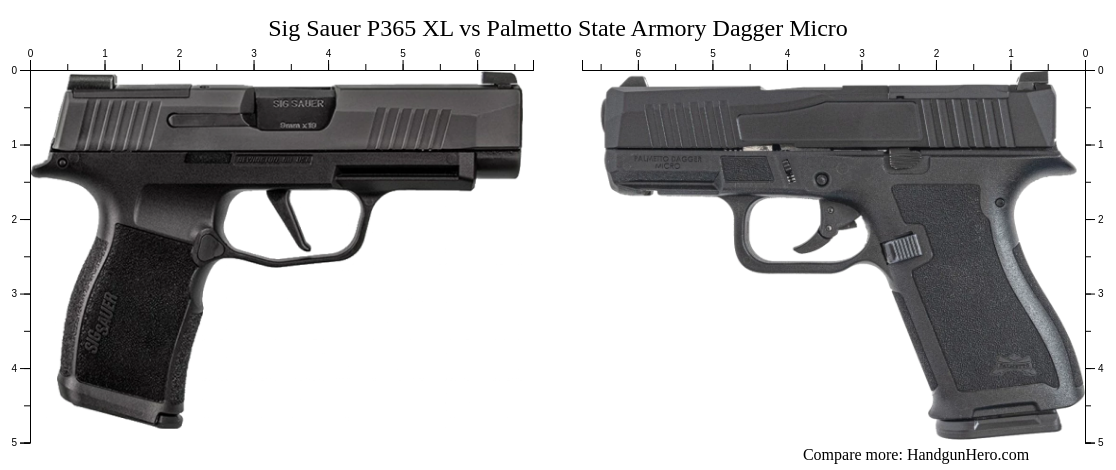 Sig Sauer P365 XL vs Palmetto State Armory Dagger Micro size comparison ...
