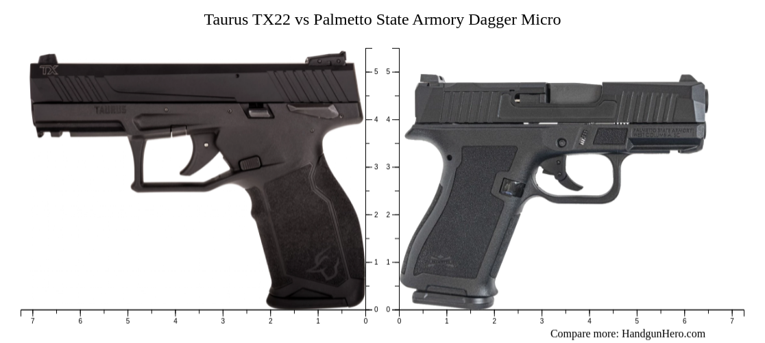 Taurus TX22 vs Palmetto State Armory Dagger Micro size comparison ...
