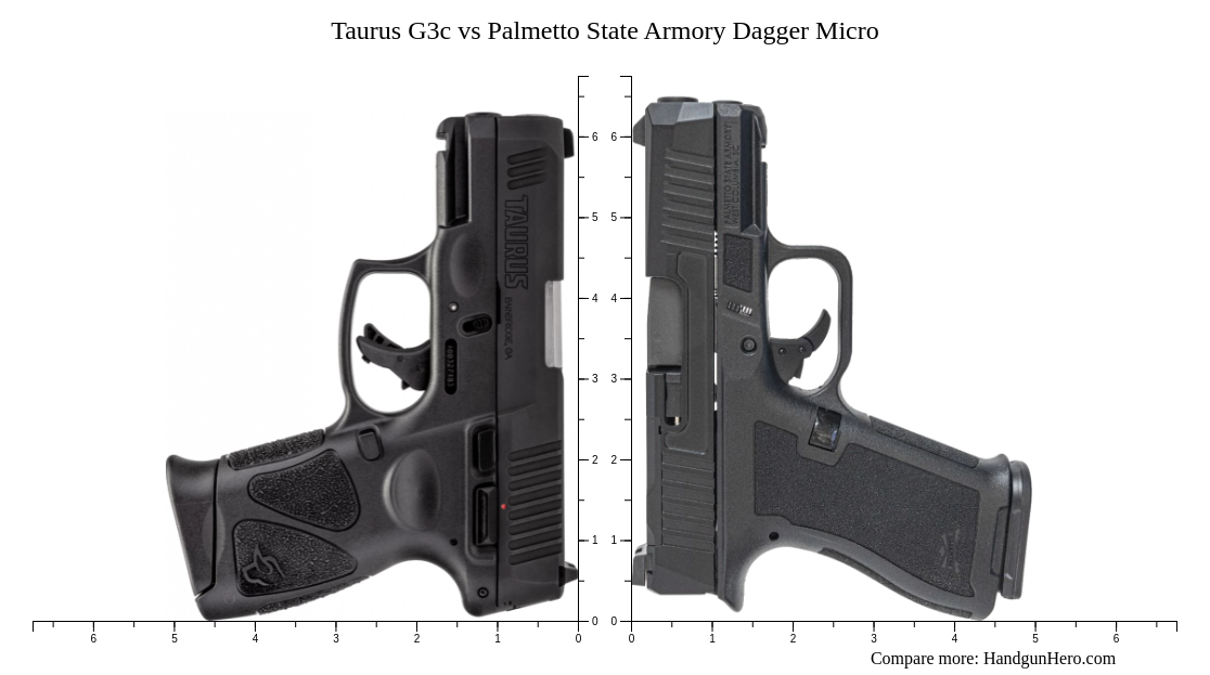 Taurus G3c vs Palmetto State Armory Dagger Micro size comparison ...