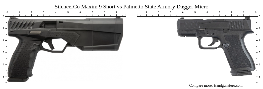 SilencerCo Maxim 9 Short vs Palmetto State Armory Dagger Micro size ...