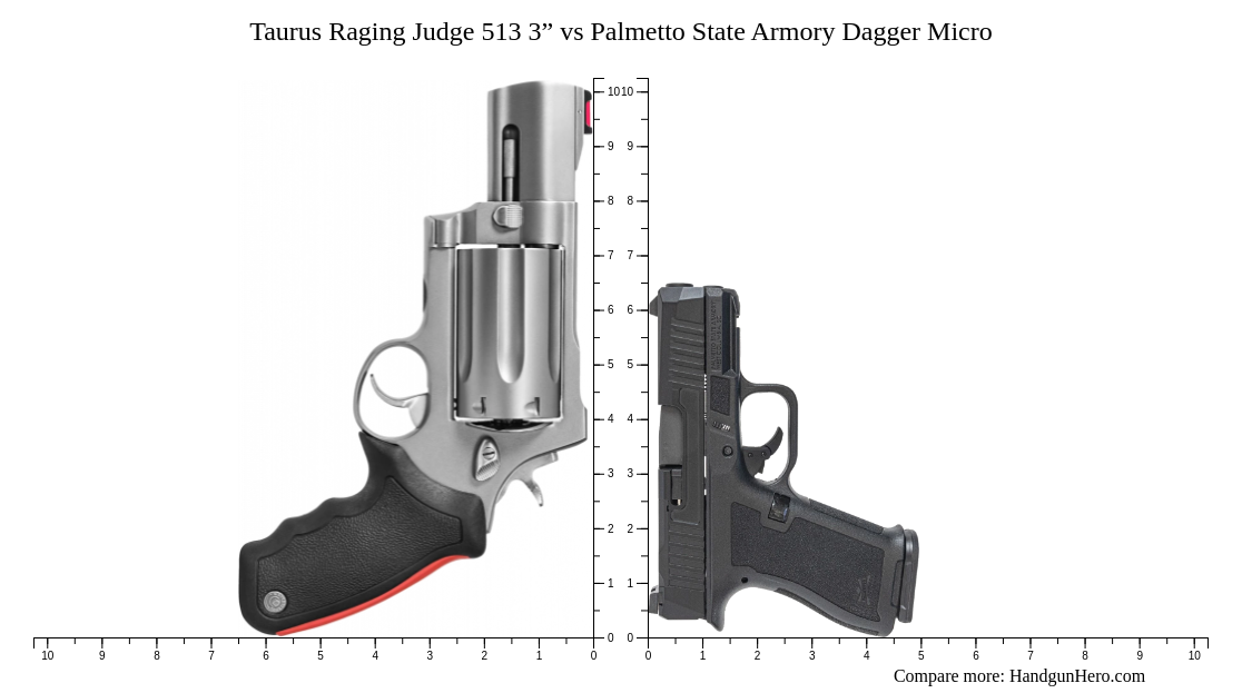 Taurus Raging Judge 513 3” vs Palmetto State Armory Dagger Micro size ...