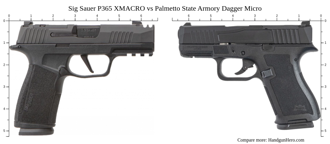 Sig Sauer P365 XMACRO vs Palmetto State Armory Dagger Micro size ...