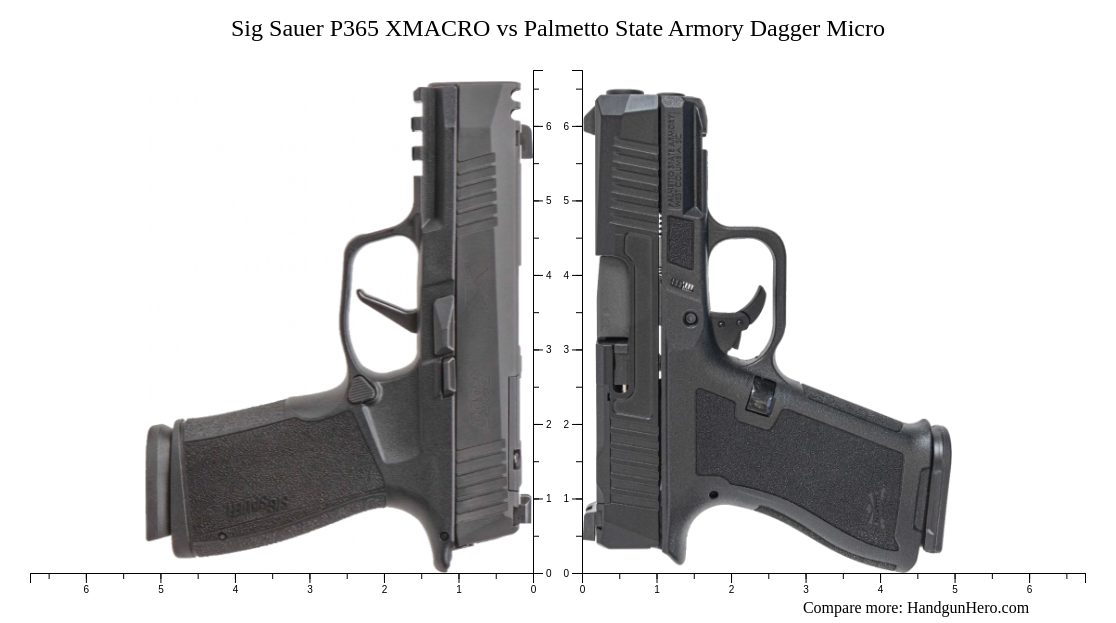 Sig Sauer P365 XMACRO vs Palmetto State Armory Dagger Micro size ...