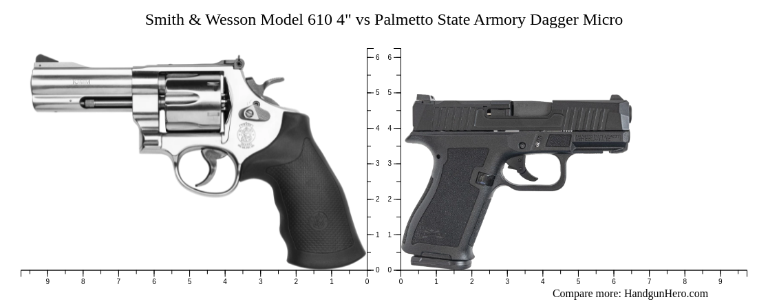 Smith & Wesson Model 610 4" vs Palmetto State Armory Dagger Micro size ...