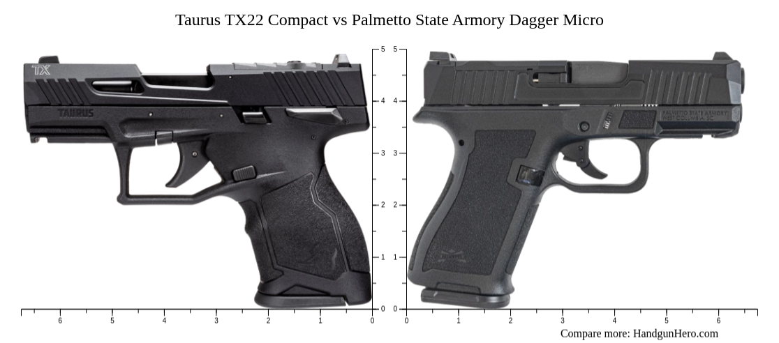 Taurus TX22 Compact vs Palmetto State Armory Dagger Micro size ...
