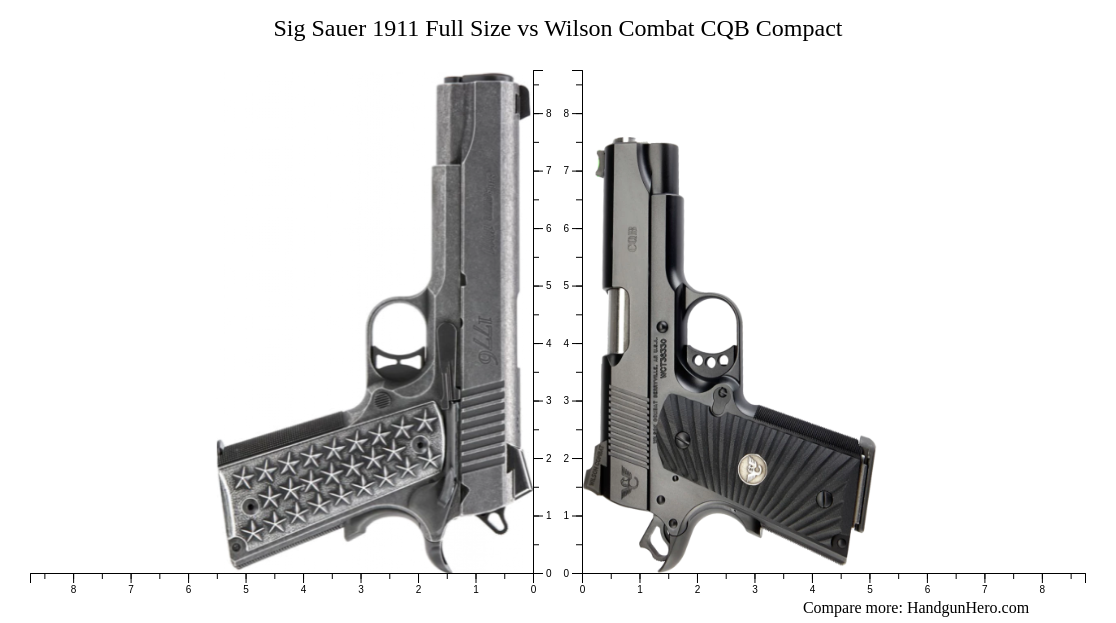 Sig Sauer 1911 Full Size vs Wilson Combat CQB Compact size comparison ...