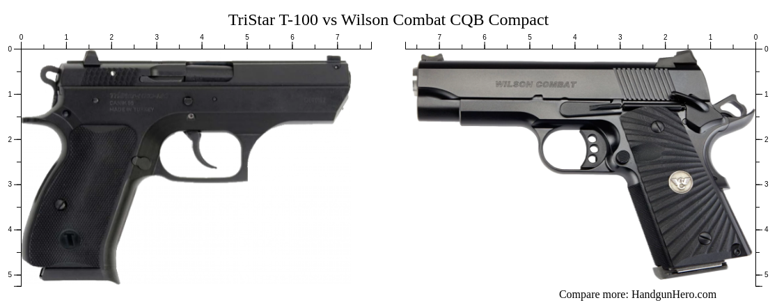 TriStar T-100 vs Wilson Combat CQB Compact size comparison | Handgun Hero