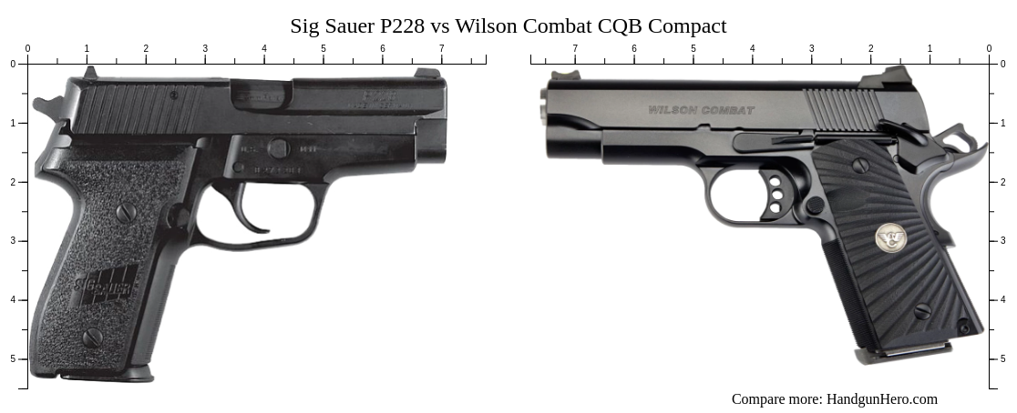 Sig Sauer P228 vs Wilson Combat CQB Compact size comparison | Handgun Hero
