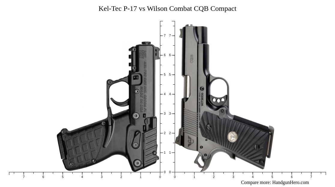 Kel-Tec P-17 vs Wilson Combat CQB Compact size comparison | Handgun Hero