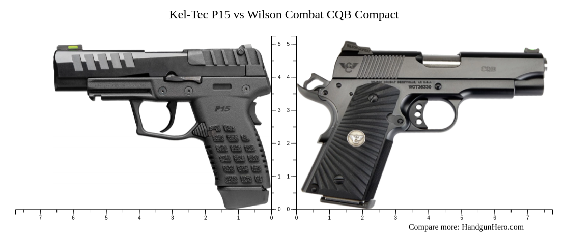 Kel-Tec P15 vs Wilson Combat CQB Compact size comparison | Handgun Hero