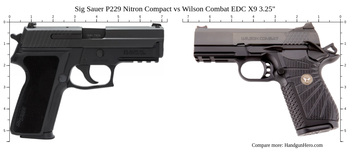 Sig Sauer P229 Nitron Compact vs Wilson Combat EDC X9 3.25" size ...