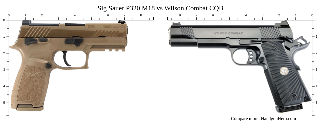 Sig Sauer P320 M18 vs Wilson Combat CQB size comparison | Handgun Hero