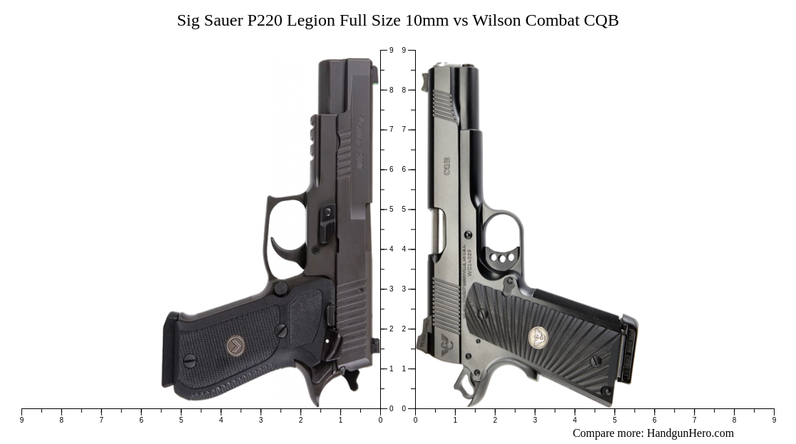 Sig Sauer P220 Legion Full Size 10mm vs Wilson Combat CQB size ...