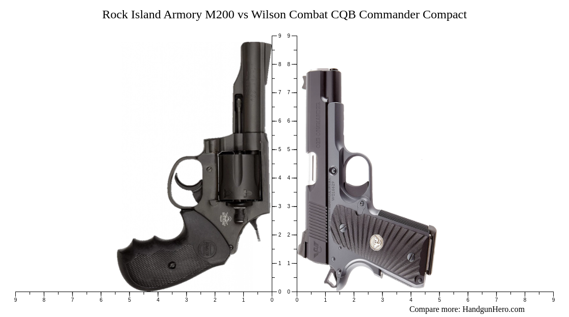 Rock Island Armory M200 vs Wilson Combat CQB Commander Compact size ...