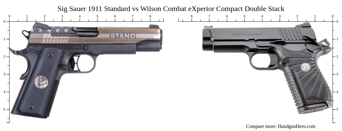 Sig Sauer 1911 Standard vs Wilson Combat eXperior Compact Double Stack ...