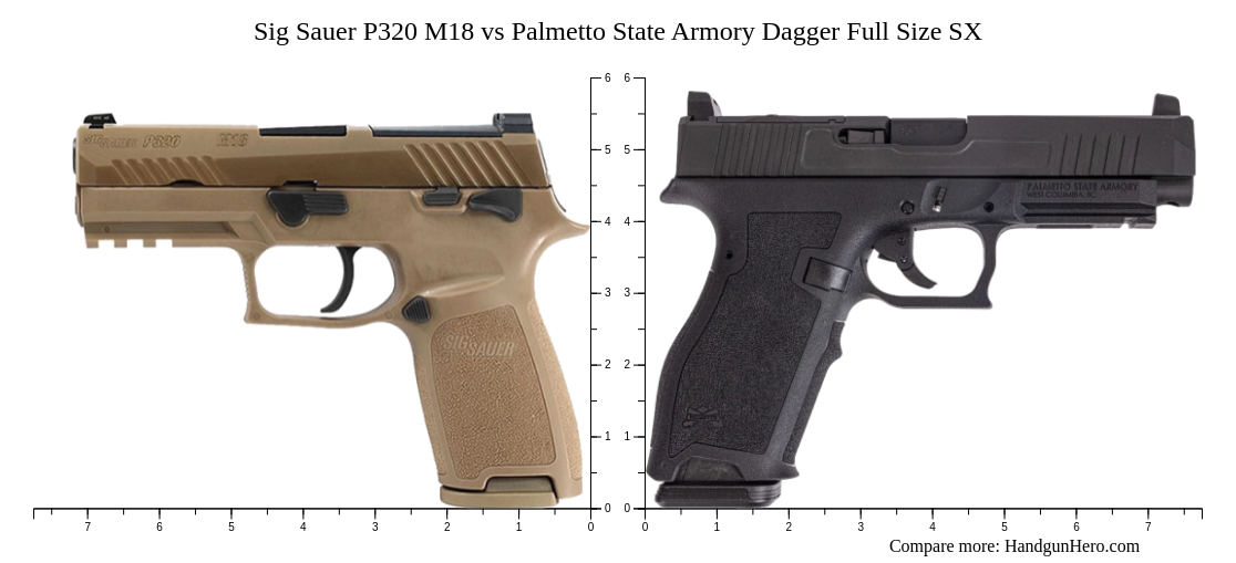 Sig Sauer P320 M18 vs Palmetto State Armory Dagger Full Size SX size ...