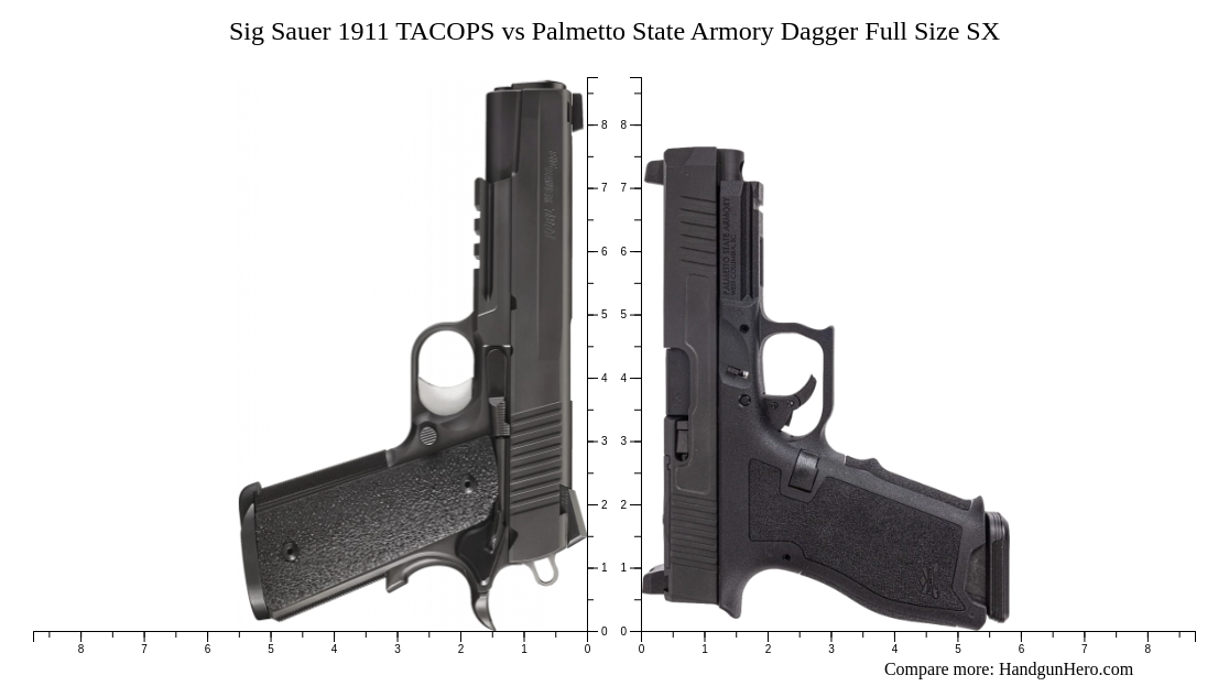 Sig Sauer 1911 TACOPS vs Palmetto State Armory Dagger Full Size SX size ...