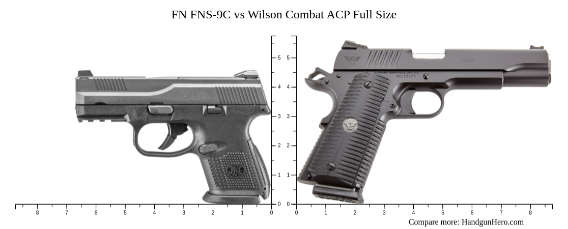 FN FNS-9C vs Wilson Combat ACP Full Size size comparison | Handgun Hero