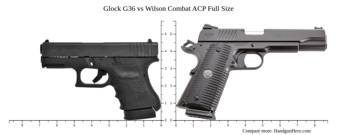 Glock G36 vs Wilson Combat ACP Full Size size comparison | Handgun Hero