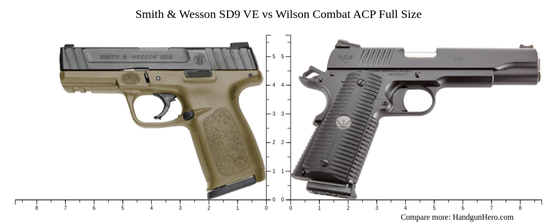 Smith & Wesson SD9 VE vs Wilson Combat ACP Full Size size comparison | Handgun Hero