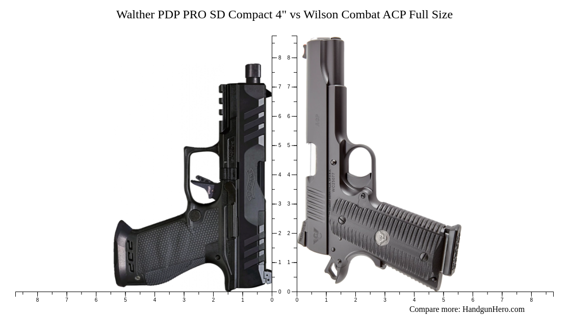 Walther PDP PRO SD Compact 4" vs Wilson Combat ACP Full Size size comparison | Handgun Hero