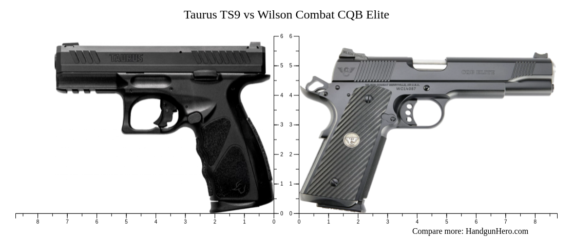 Taurus TS9 vs Wilson Combat CQB Elite size comparison | Handgun Hero