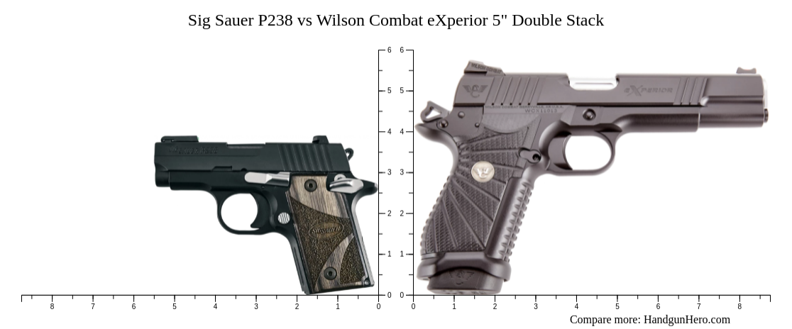 Sig Sauer P238 vs Wilson Combat eXperior 5" Double Stack size ...