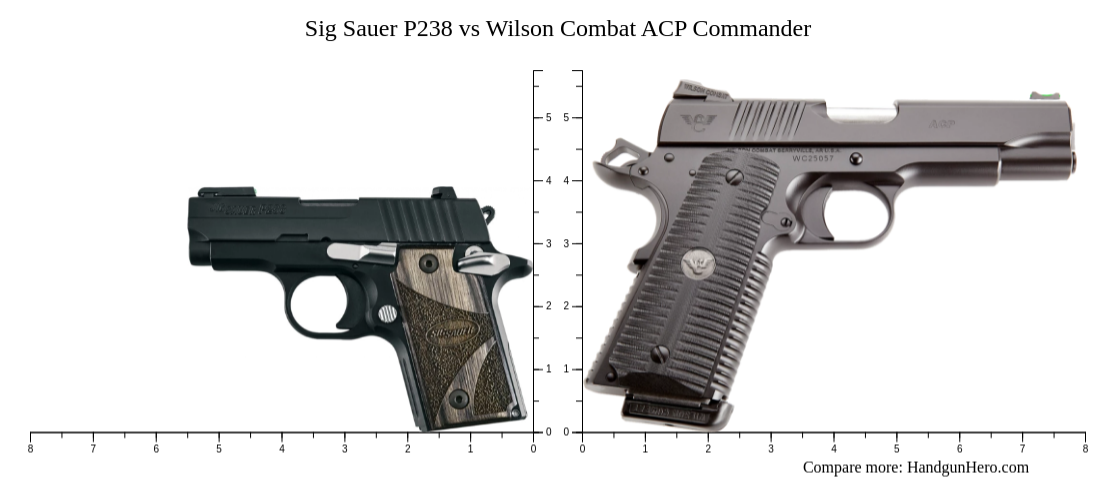 Sig Sauer P238 vs Wilson Combat ACP Commander size comparison | Handgun ...