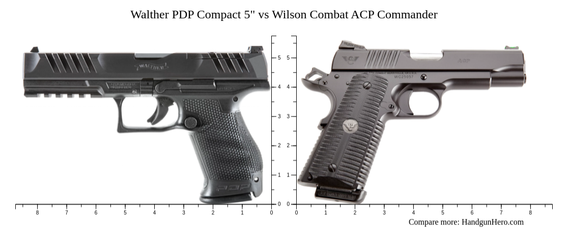 Walther PDP Compact 5" vs Wilson Combat ACP Commander size comparison ...