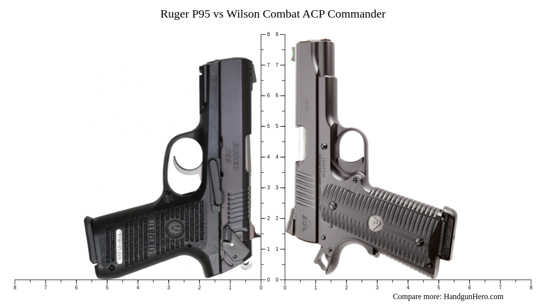 Ruger P95 vs Wilson Combat ACP Commander size comparison | Handgun Hero