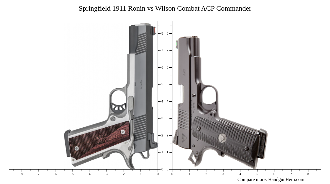 Springfield 1911 Ronin vs Wilson Combat ACP Commander size comparison ...