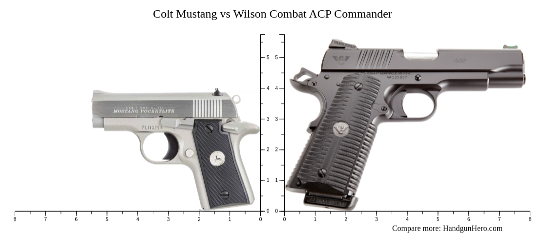 Colt Mustang vs Wilson Combat ACP Commander size comparison | Handgun Hero