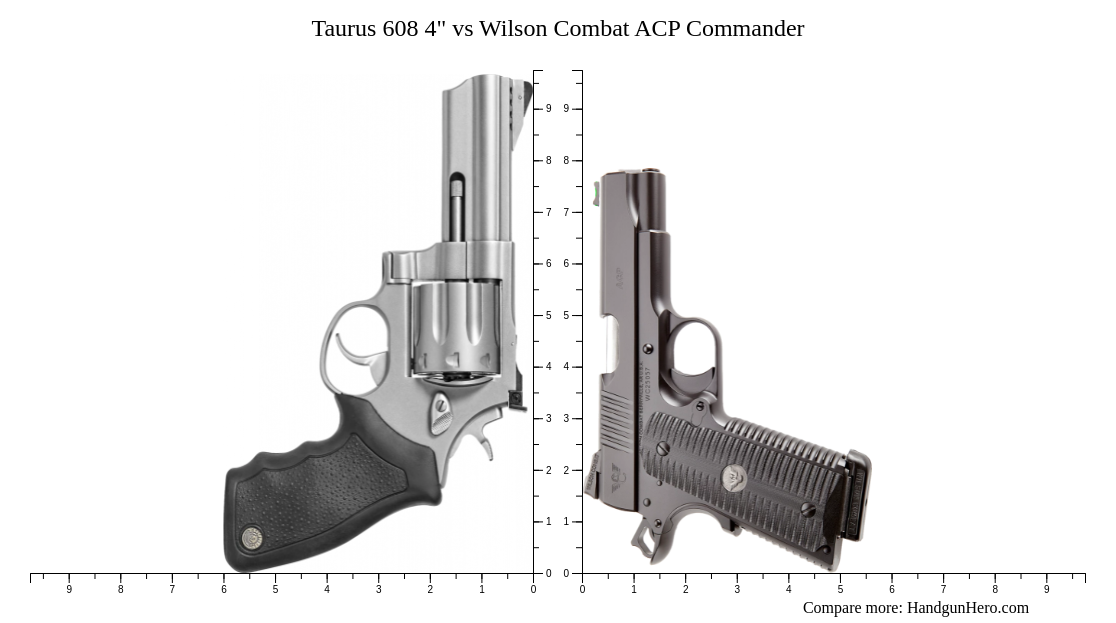 Taurus 608 4" vs Wilson Combat ACP Commander size comparison | Handgun Hero
