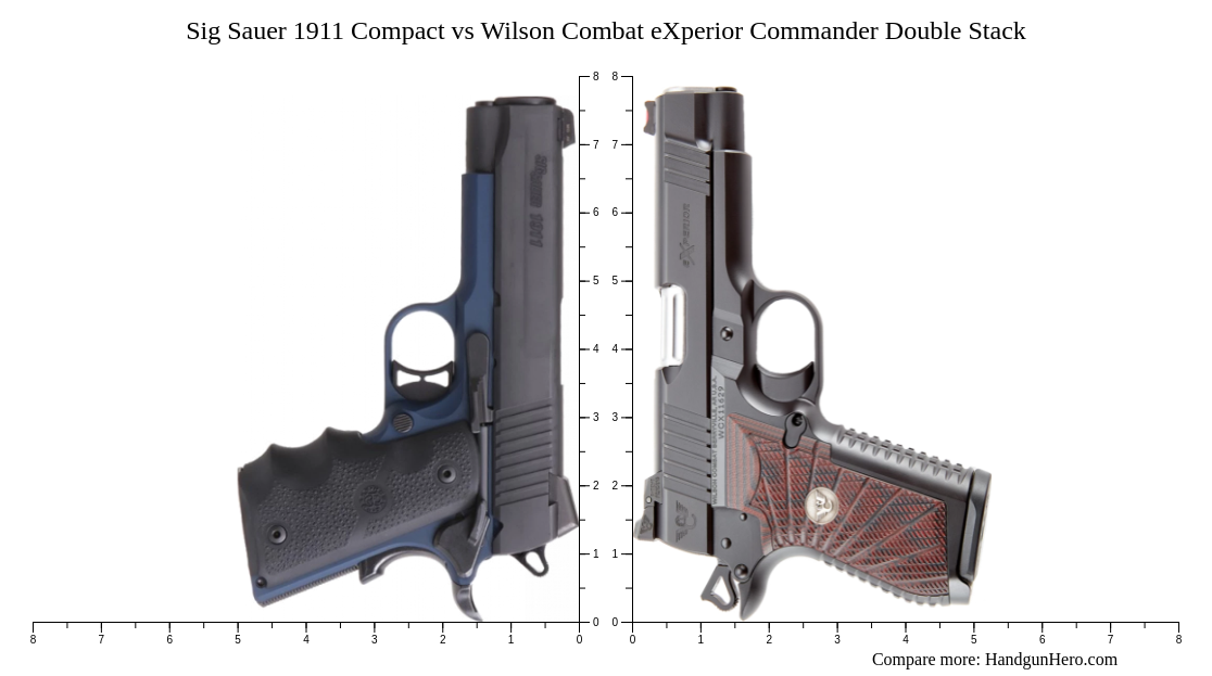 Sig Sauer 1911 Compact vs Wilson Combat eXperior Commander Double Stack ...