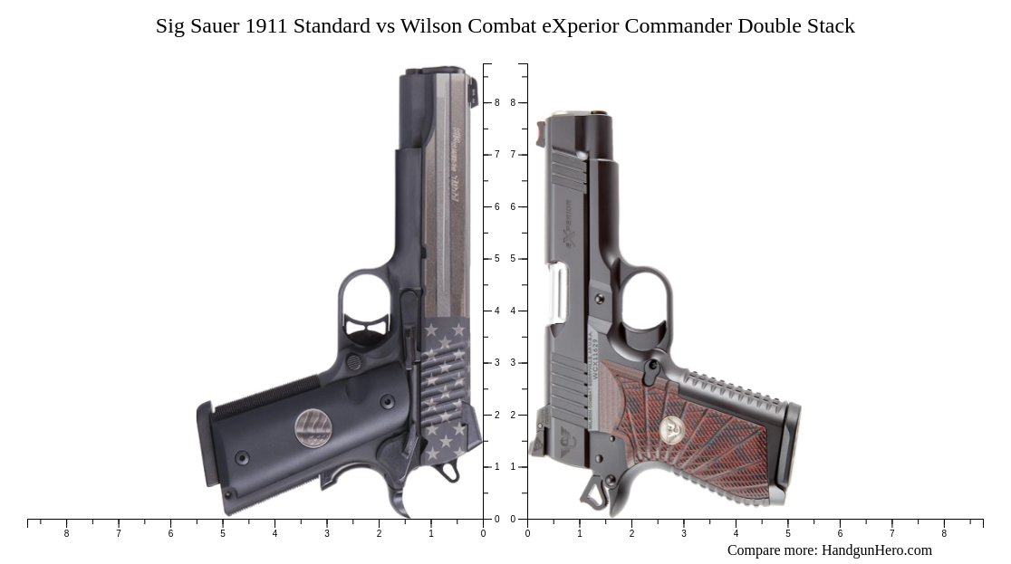 Sig Sauer 1911 Standard vs Wilson Combat eXperior Commander Double ...