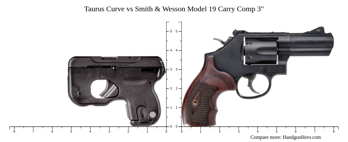Taurus Curve vs Smith & Wesson Model 19 Carry Comp 3" size comparison ...