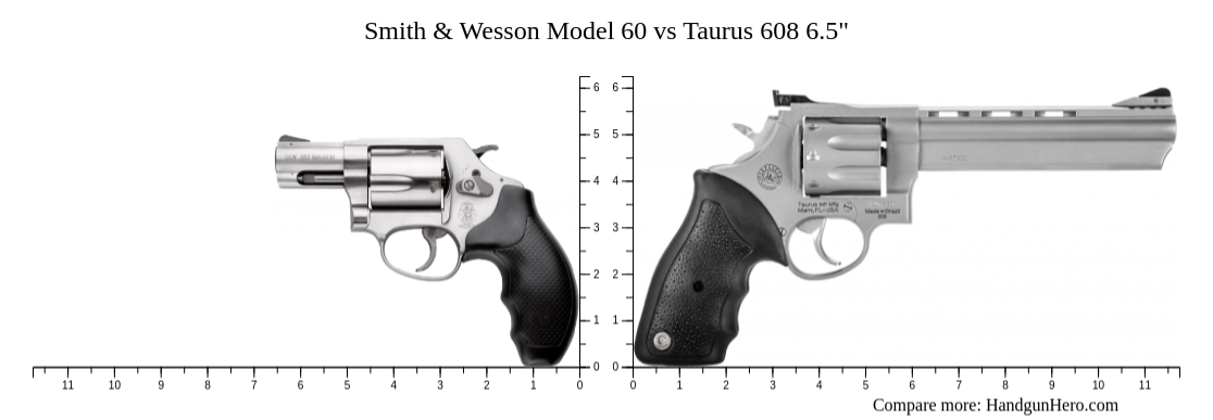 Smith & Wesson Model 60 vs Taurus 608 6.5" size comparison | Handgun Hero