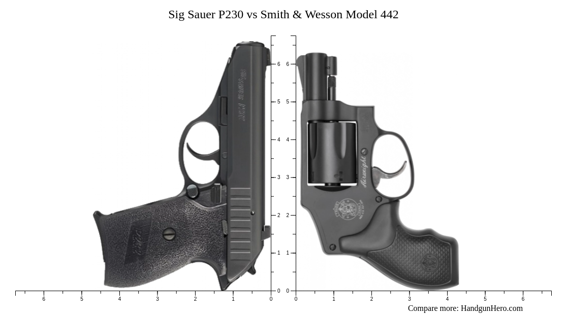 Sig Sauer P230 vs Smith & Wesson Model 442 size comparison | Handgun Hero