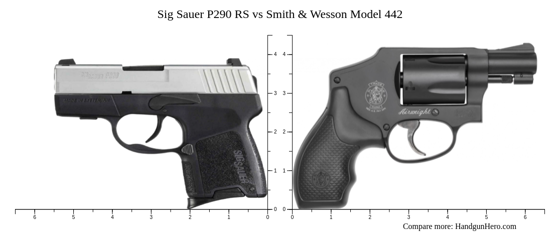 Sig Sauer P290 RS vs Smith & Wesson Model 442 size comparison | Handgun ...