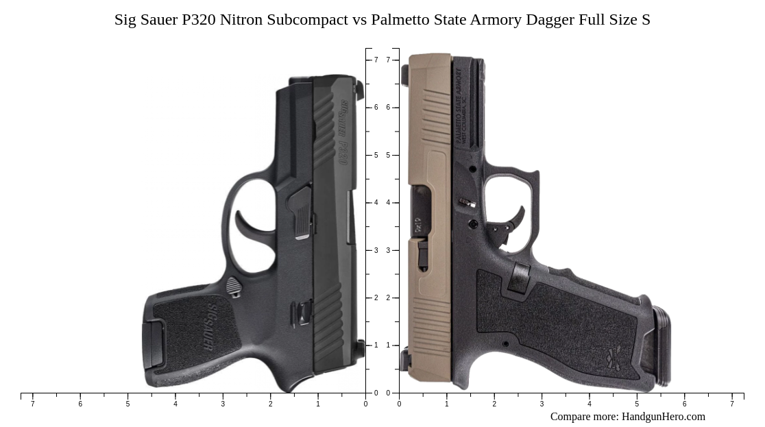 Sig Sauer P320 Nitron Subcompact vs Palmetto State Armory Dagger Full ...