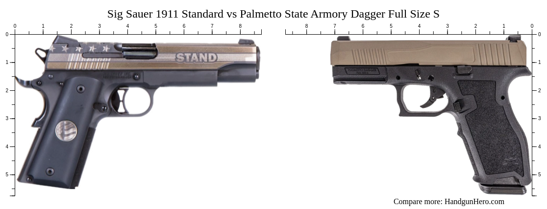 Sig Sauer 1911 Standard vs Palmetto State Armory Dagger Full Size S ...
