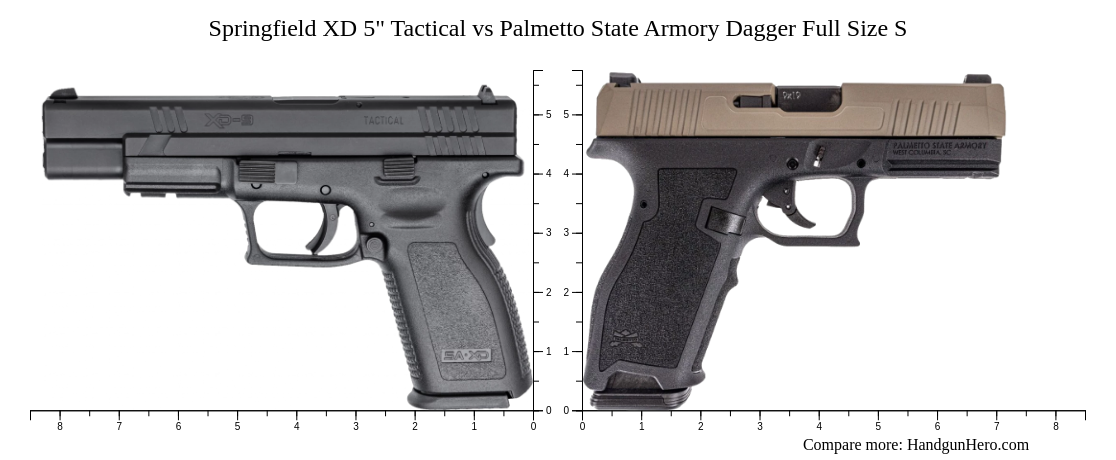 Springfield XD 5" Tactical vs Palmetto State Armory Dagger Full Size S ...