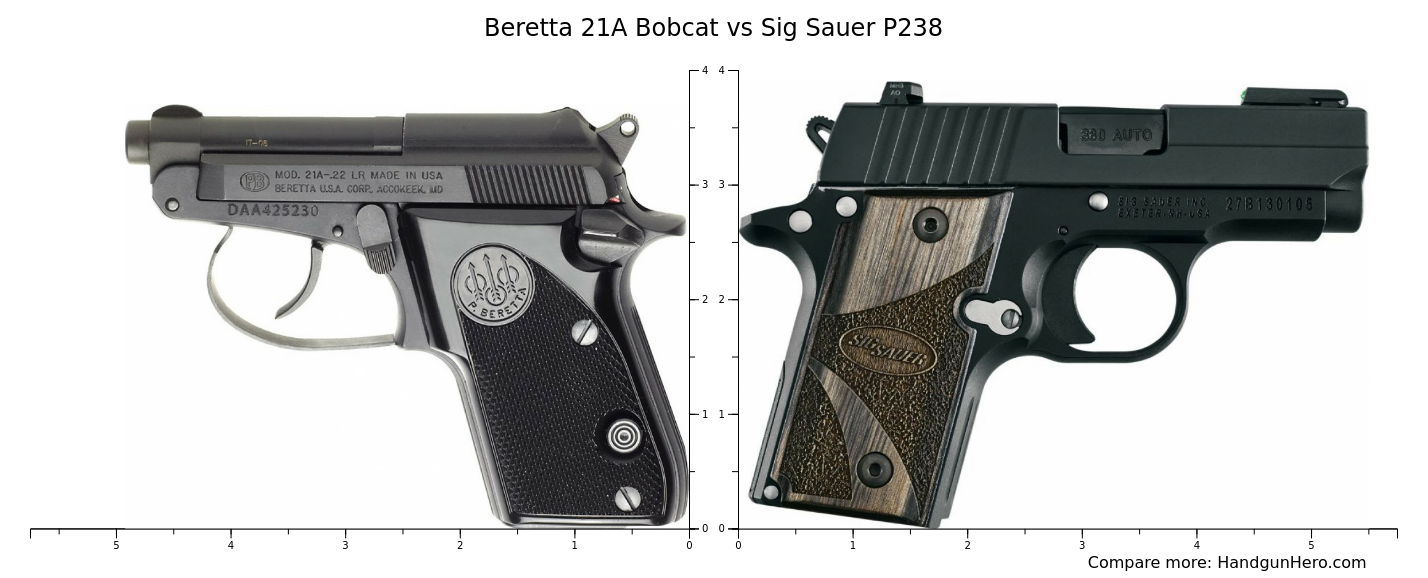 Beretta 21A Bobcat vs Sig Sauer P238 size comparison | Handgun Hero