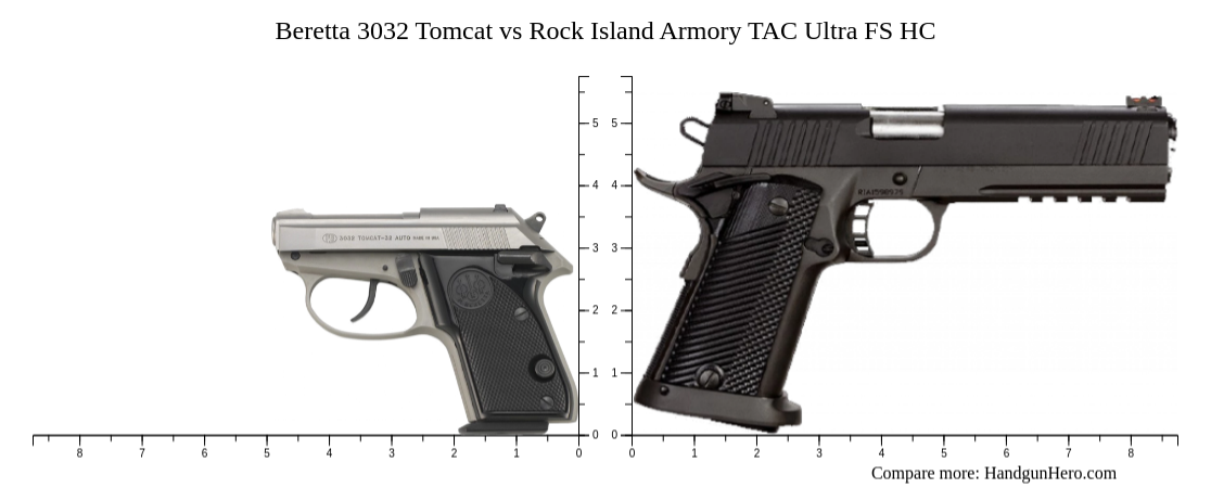 Beretta 3032 Tomcat vs Rock Island Armory TAC Ultra FS HC size ...