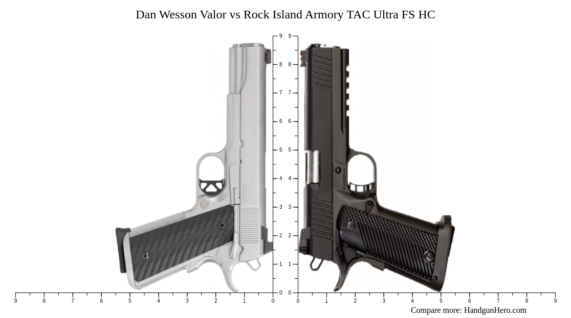 Dan Wesson Valor vs Rock Island Armory TAC Ultra FS HC size comparison ...
