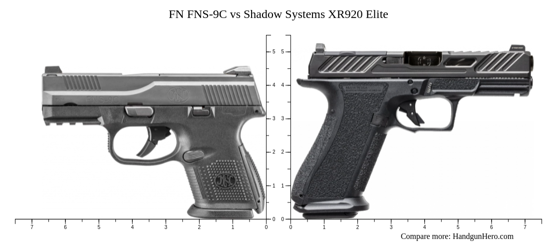 FN FNS-9C vs Shadow Systems XR920 Elite size comparison | Handgun Hero