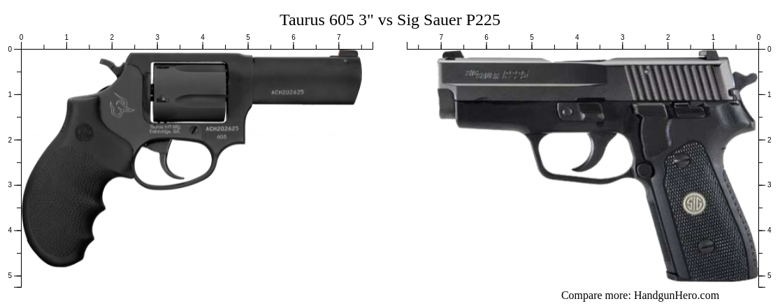 Taurus 605 3" vs Sig Sauer P225 size comparison | Handgun Hero
