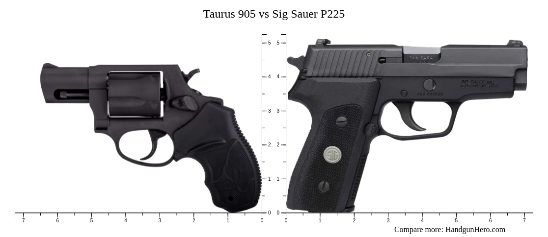Taurus 905 vs Sig Sauer P225 size comparison | Handgun Hero