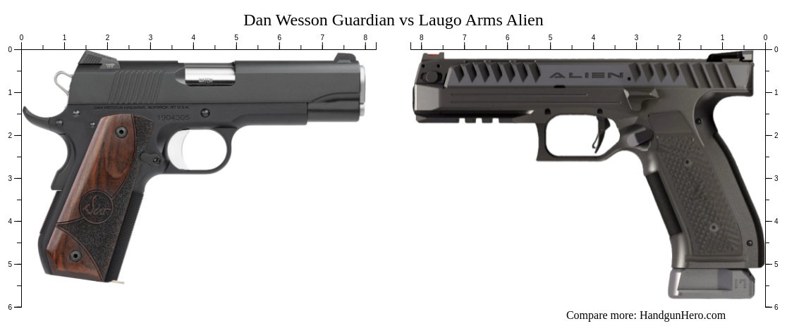 Dan Wesson Guardian vs Laugo Arms Alien size comparison | Handgun Hero