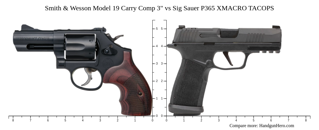 Smith & Wesson Model 19 Carry Comp 3" vs Sig Sauer P365 XMACRO TACOPS ...